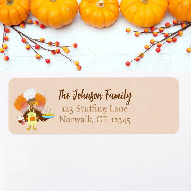 Happy Thanksgiving Turkey Serving Pie & Ice Cream Label | Zazzle