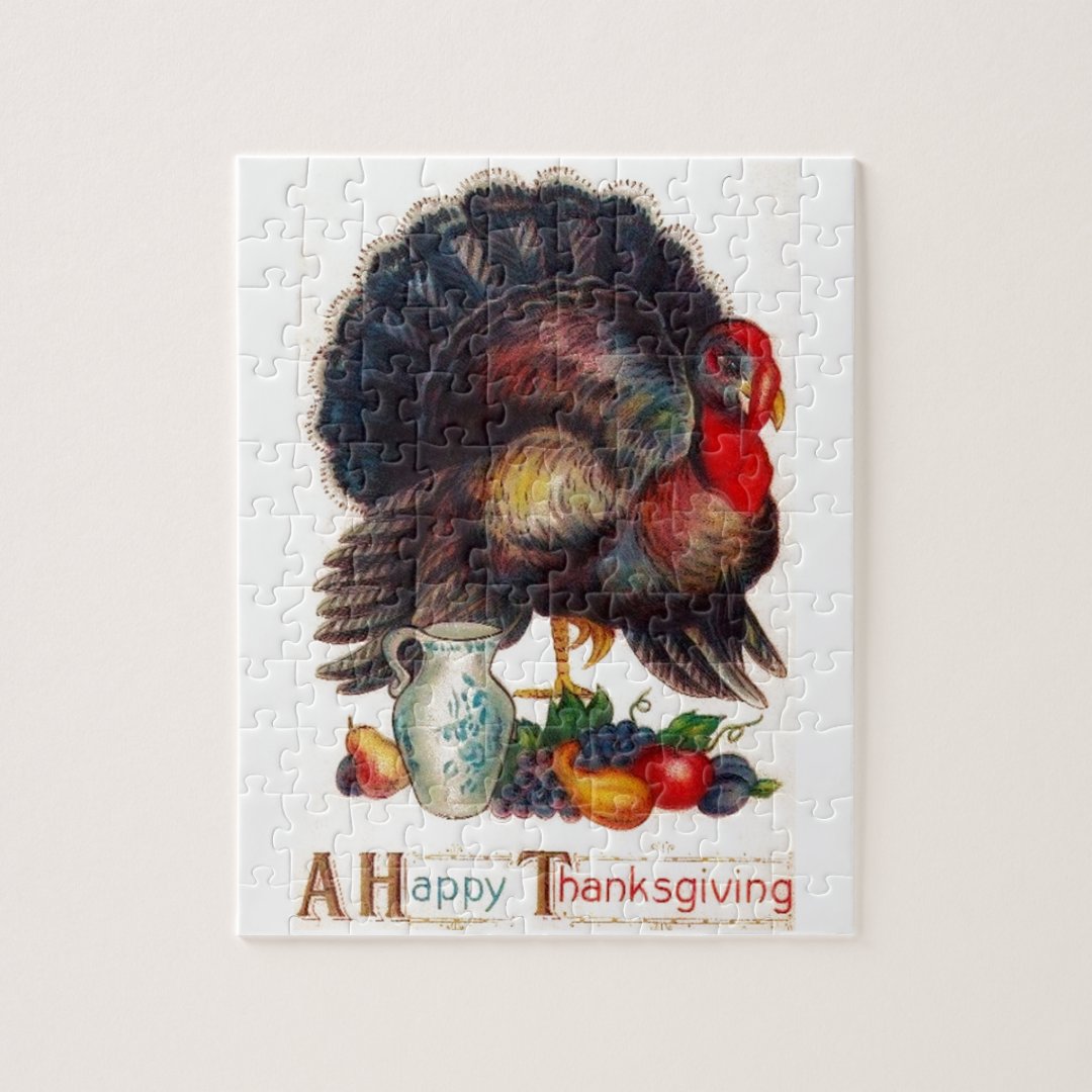 Happy Thanksgiving Vintage Turkey Jigsaw Puzzle | Zazzle