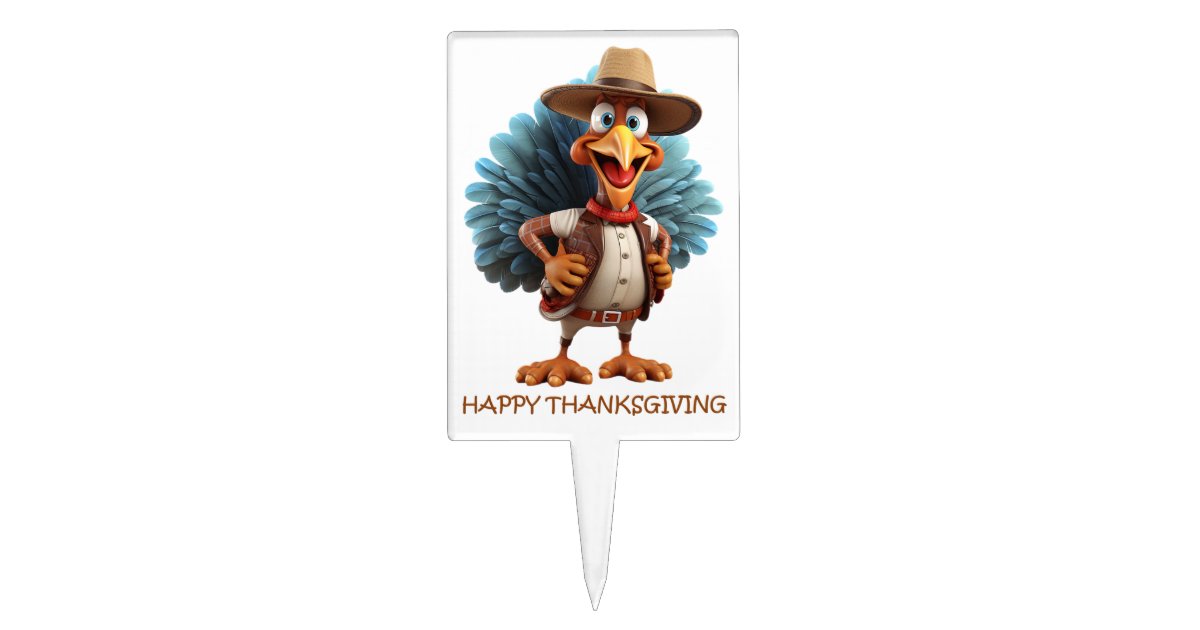 Happy Thanksgiving Western Turkey Cake Topper | Zazzle