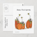 Happy Thanksgiving with Three Bees Postcard | Zazzle