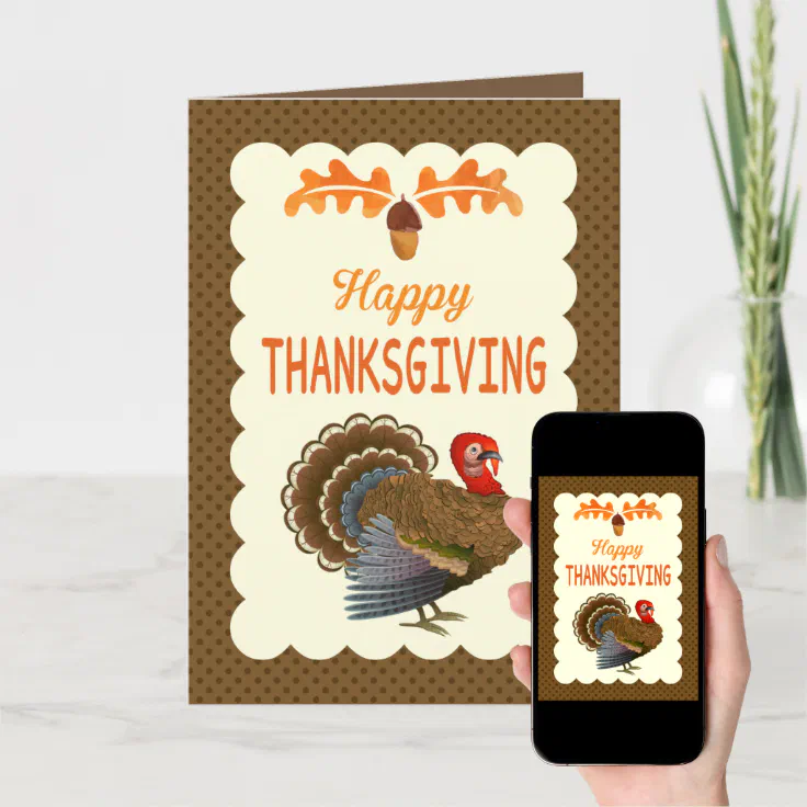 Happy Thanksgiving with Turkey card personalize | Zazzle