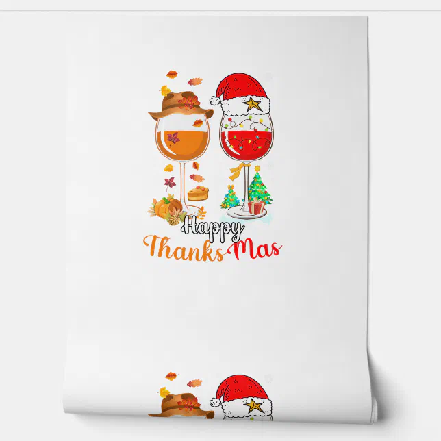 Happy Thanksmas Wine Thanksgiving Christmas Long S Wallpaper | Zazzle