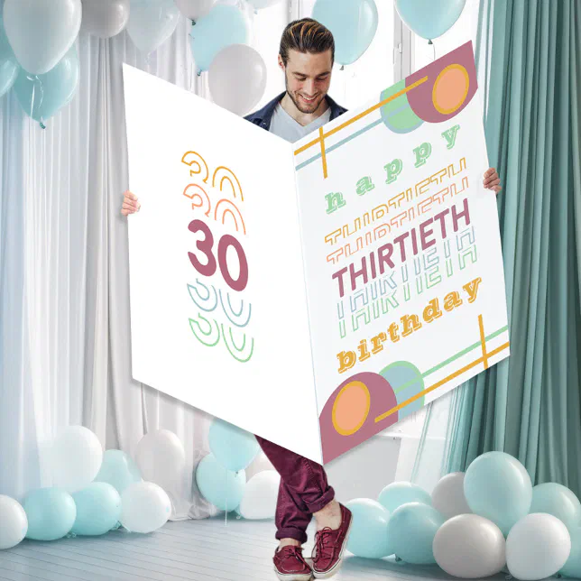 Happy Thirtieth Stacked Typography 30th Birthday Card | Zazzle