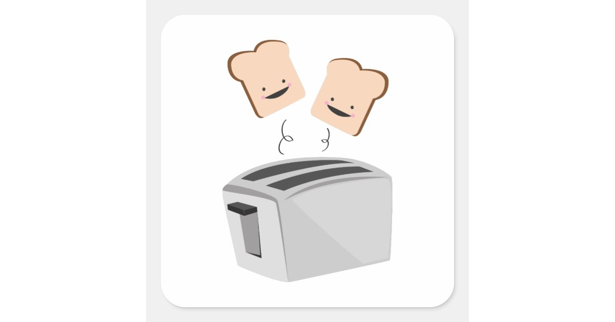 Happy Toaster Square Sticker | Zazzle