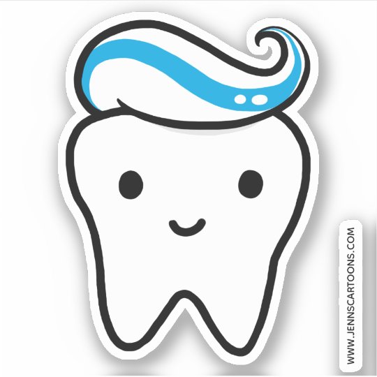 Happy Tooth with Toothpaste Funny Cute Dental Sticker | Zazzle.com