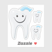 Happy tooth with toothpaste sticker | Zazzle