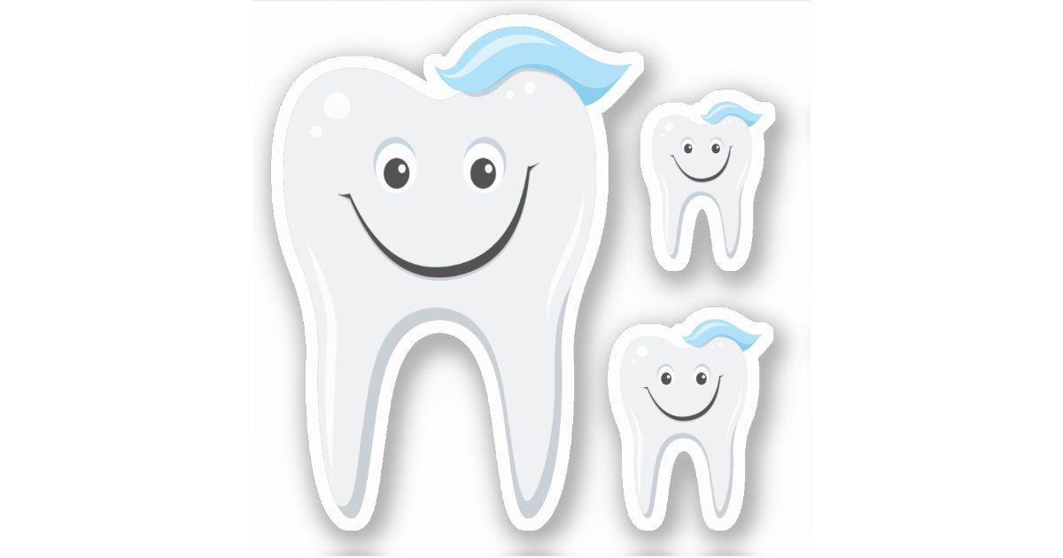 Happy tooth with toothpaste sticker | Zazzle