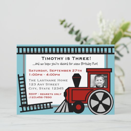 Happy Tracks Railroad Invitation/ Red Invitation | Zazzle