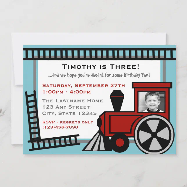 Happy Tracks Railroad Invitation/ Red Invitation | Zazzle