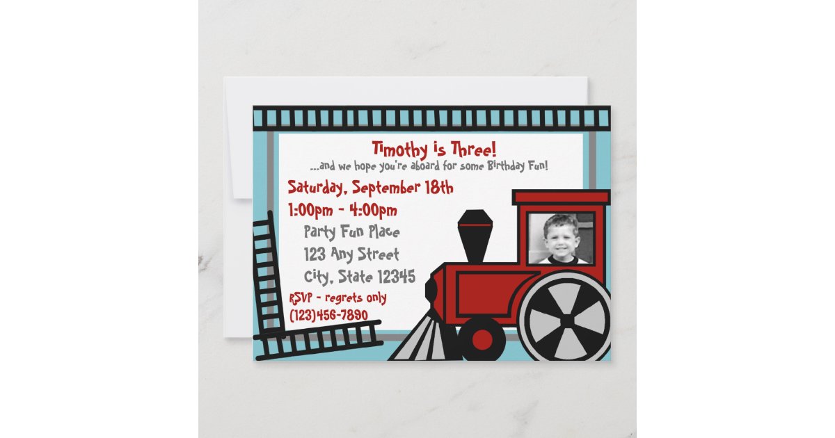 Happy Tracks Railroad Invitation/ Red Invitation | Zazzle