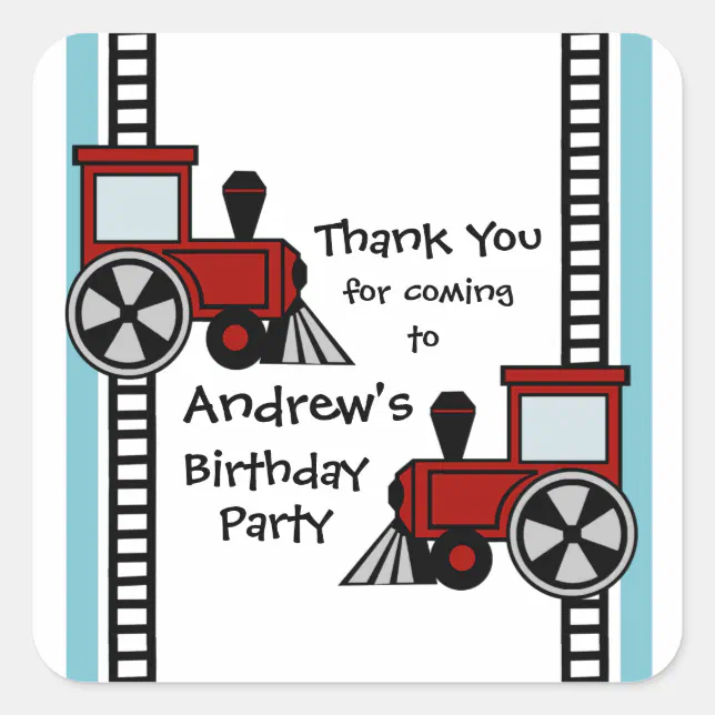 Happy Tracks/ Red Square Sticker | Zazzle