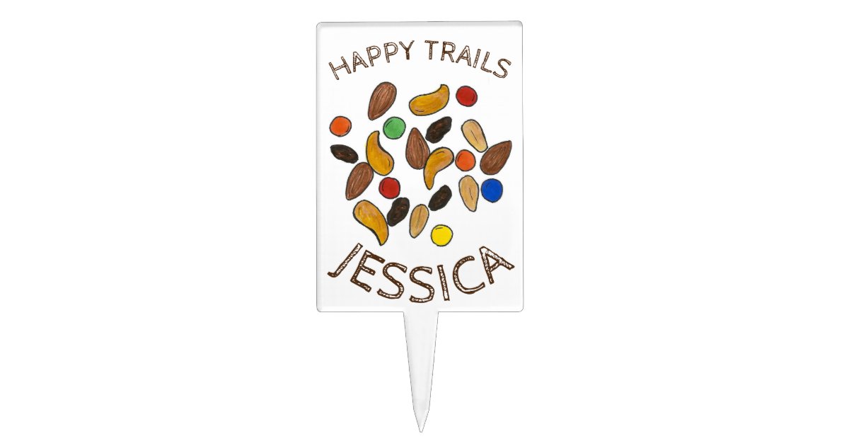Happy Trails Trailmix Going Away Retirement Party Cake Topper | Zazzle
