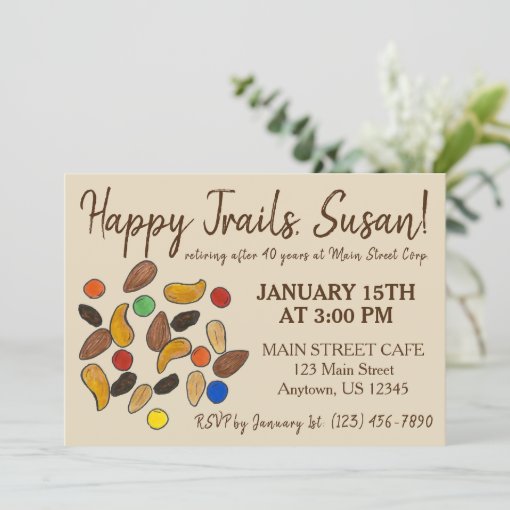 Happy Trails Trailmix Going Away Retirement Party Invitation | Zazzle