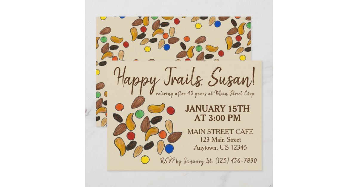 Happy Trails Trailmix Going Away Retirement Party Invitation | Zazzle