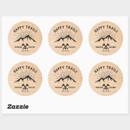 Happy Trails Wedding Favor DIY Trail Mix Classic Round Sticker | Zazzle
