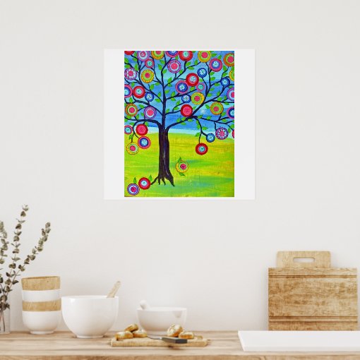 Happy Tree, Tree of life, Mexican folk art style Poster | Zazzle