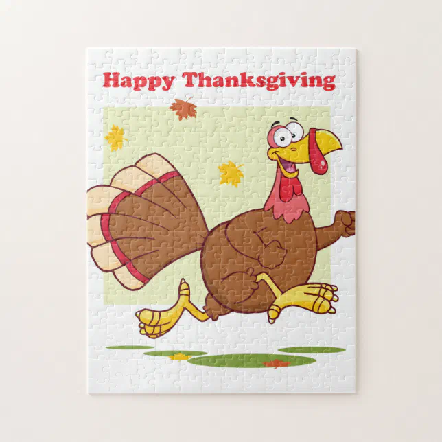Happy Turkey Cartoon Jigsaw Puzzle | Zazzle