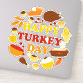 Happy Turkey Day Feast Sticker | Zazzle