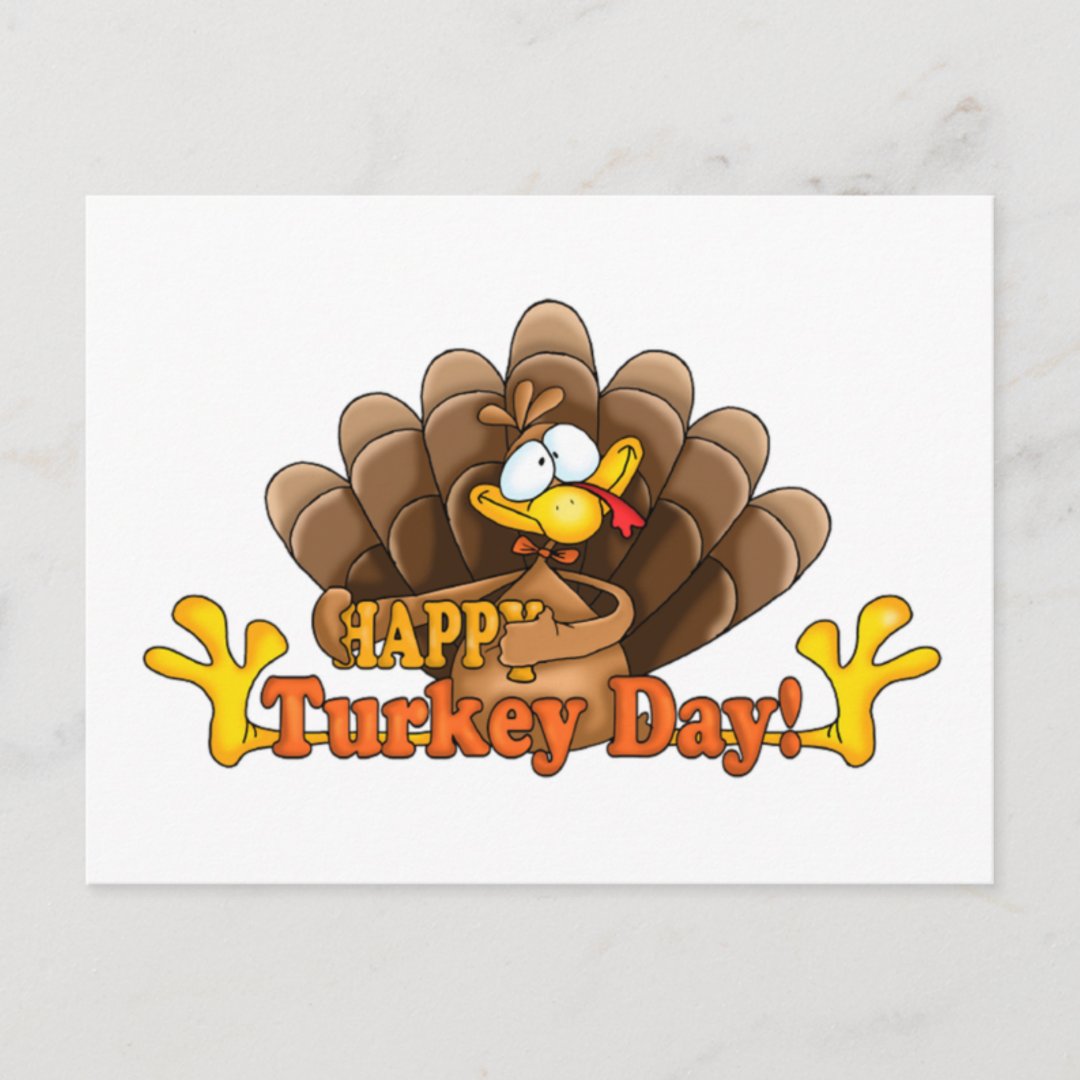 happy turkey day turkey postcard | Zazzle