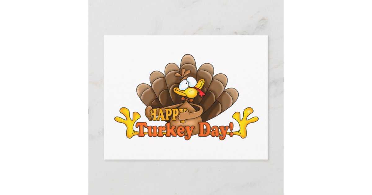 happy turkey day turkey postcard | Zazzle