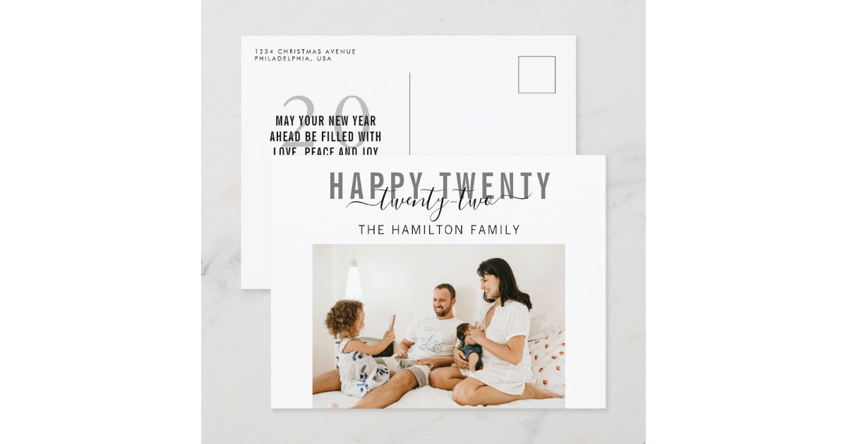Happy Twenty Twenty Two Typography Photo Holiday Postcard | Zazzle
