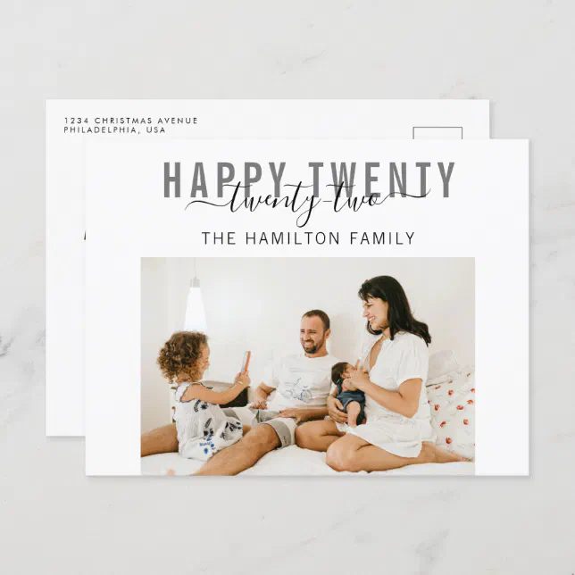 Happy Twenty Twenty Two Typography Photo Holiday Postcard | Zazzle