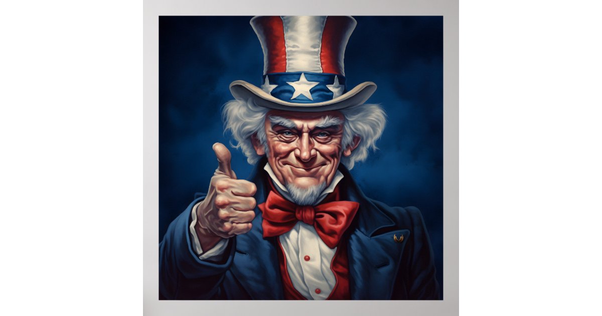 Happy Uncle Sam with Thumbs Up Poster | Zazzle