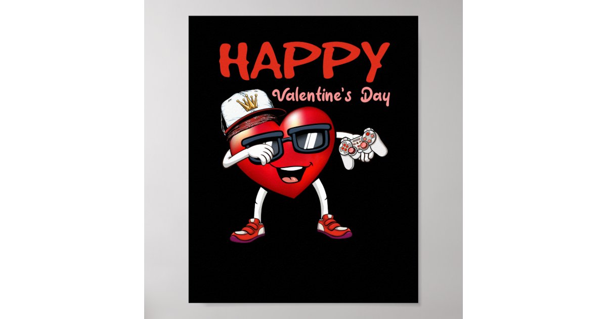 Happy Valentine Day Dab Heart Gamer Valentine Boys Poster | Zazzle