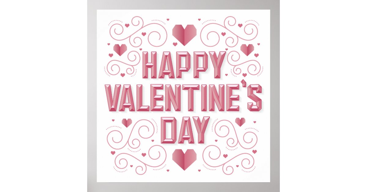 Happy Valentine's Day Beveled Poster 24x24 | Zazzle