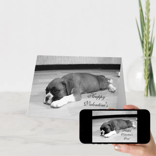 Happy Valentine's Day Boxer Dog Greeting Card | Zazzle