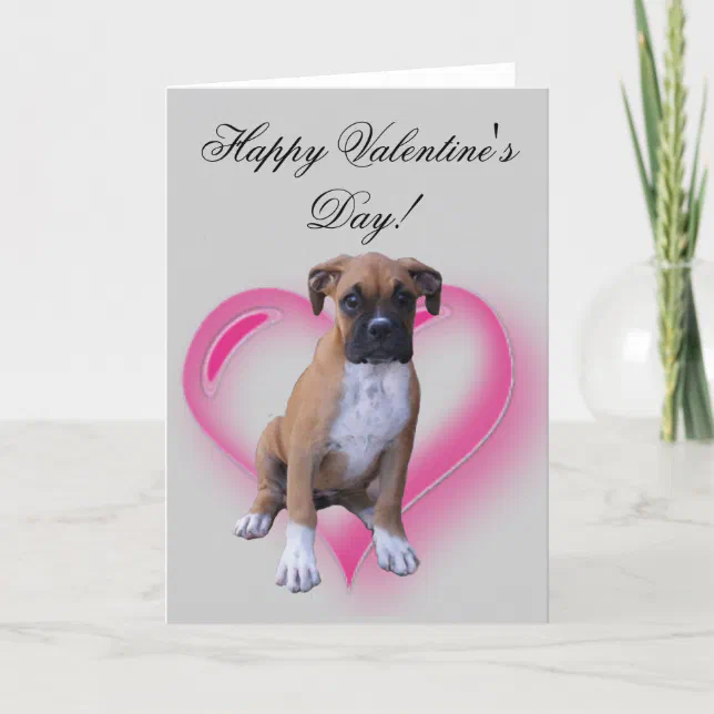 Happy Valentine's Day Boxer greeting card | Zazzle