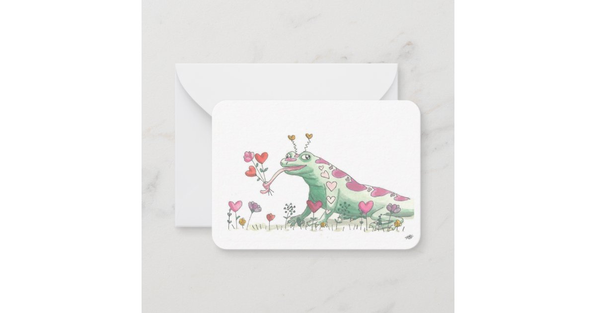Happy Valentine's Day by Frankillie: Lizard Note Card | Zazzle