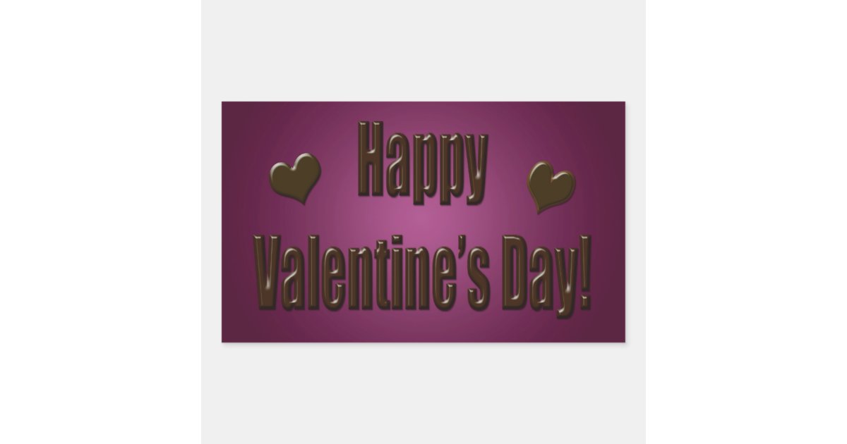 Happy Valentine's Day Chocolate Rectangular Sticker | Zazzle