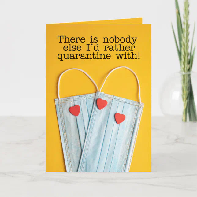 Happy Valentine's Day Covid Face Mask Quarantine Holiday Card | Zazzle