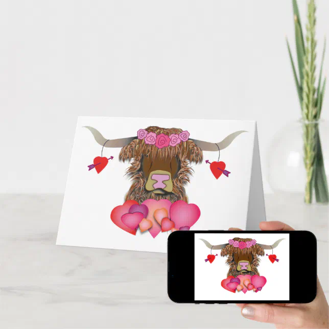 Happy Valentines Day Cow Holiday Card | Zazzle