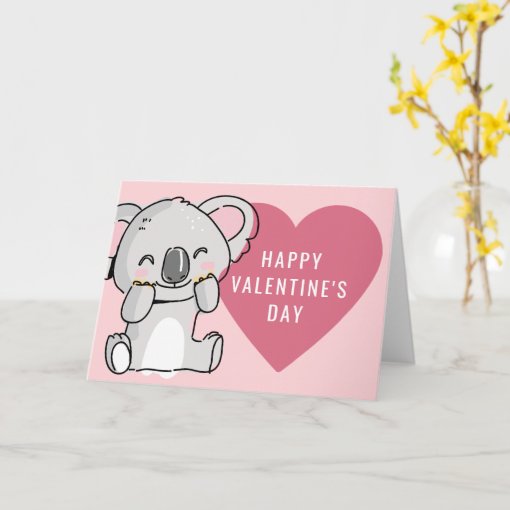 Happy Valentine's Day | Cute Koala Bear Card | Zazzle