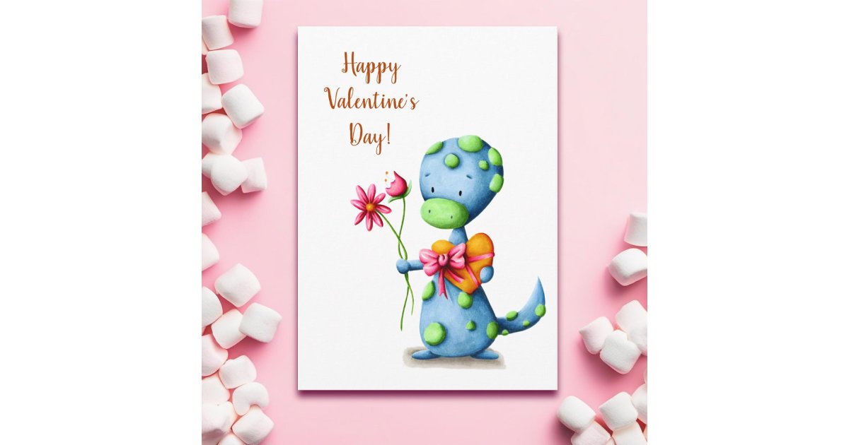 Happy Valentines Day Dinosaur Card | Zazzle