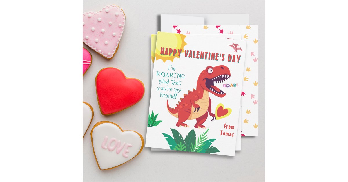 Happy Valentine's Day Dinosaur Valentines Card | Zazzle