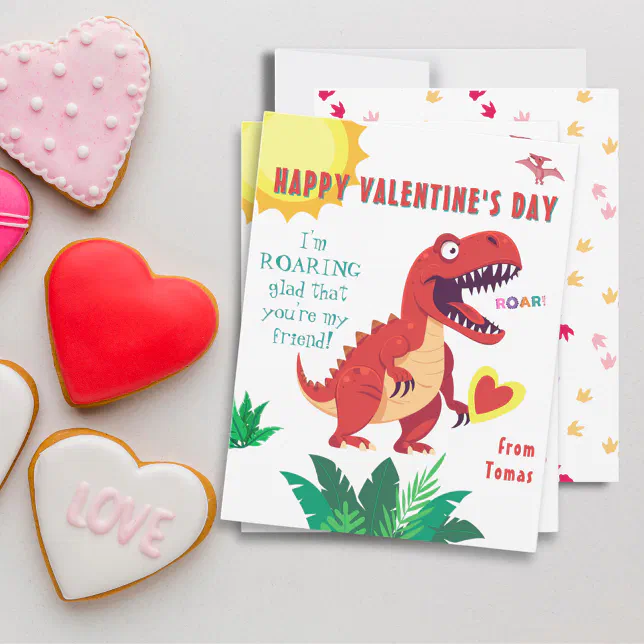 Happy Valentine's Day Dinosaur Valentines Card | Zazzle