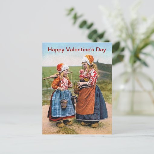 HAPPY VALENTINE'S DAY Dutch Sisters POST CARD !!! | Zazzle