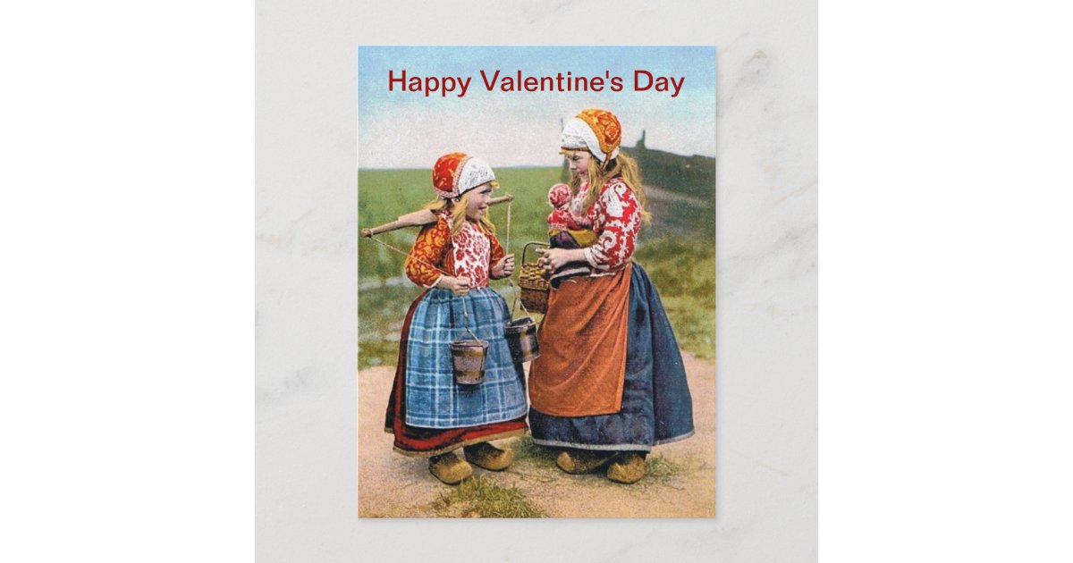 HAPPY VALENTINE'S DAY Dutch Sisters POST CARD !!! | Zazzle