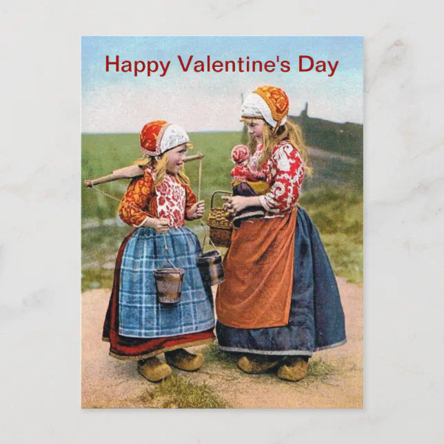 HAPPY VALENTINE'S DAY Dutch Sisters POST CARD !!! | Zazzle