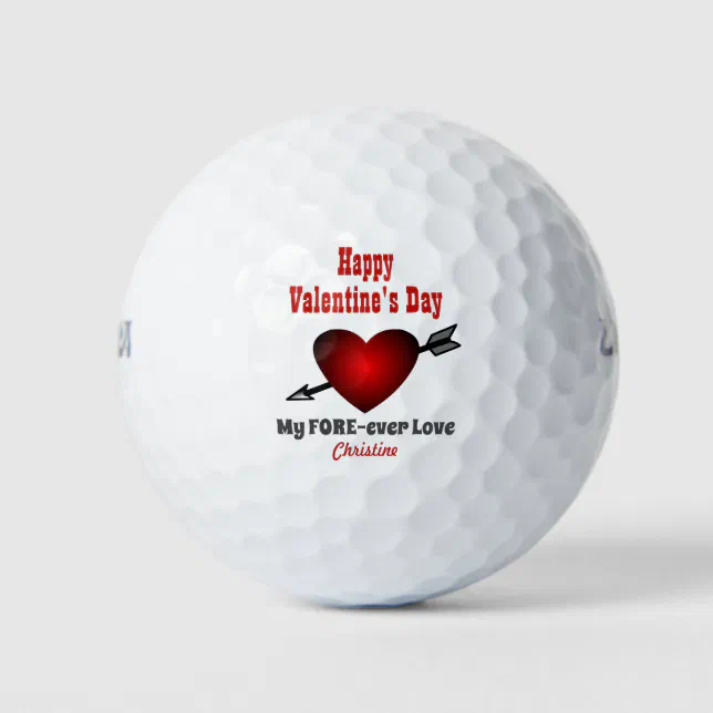 Happy Valentines Day Forever Love Heart Golf Balls | Zazzle
