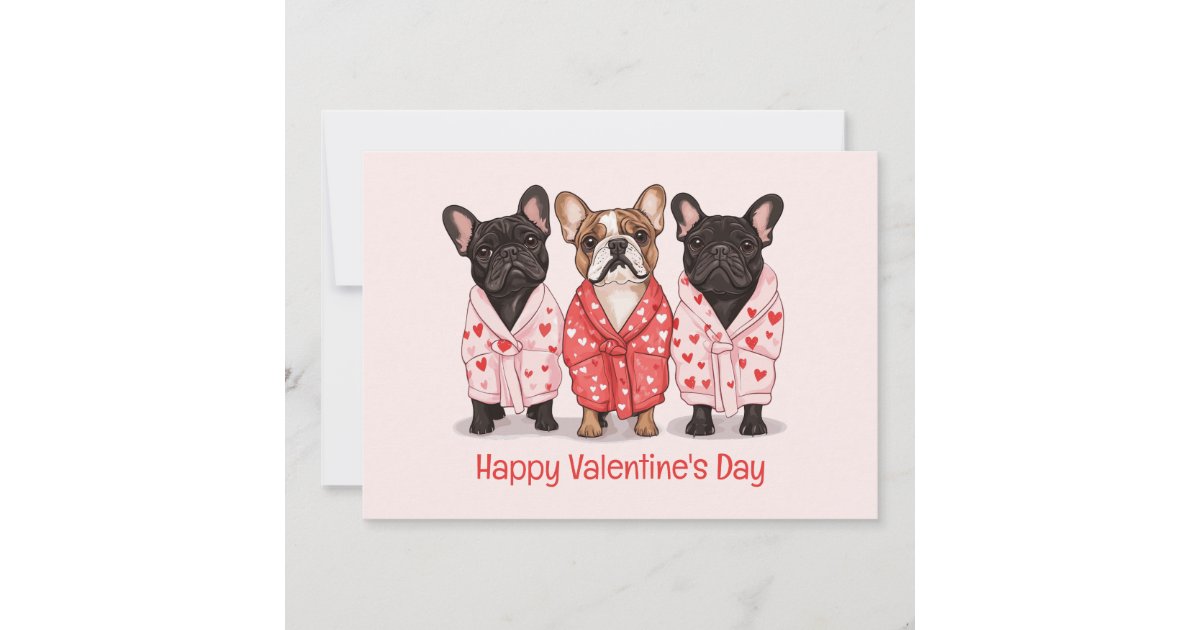 Happy Valentines Day French Bulldog Holiday Card | Zazzle