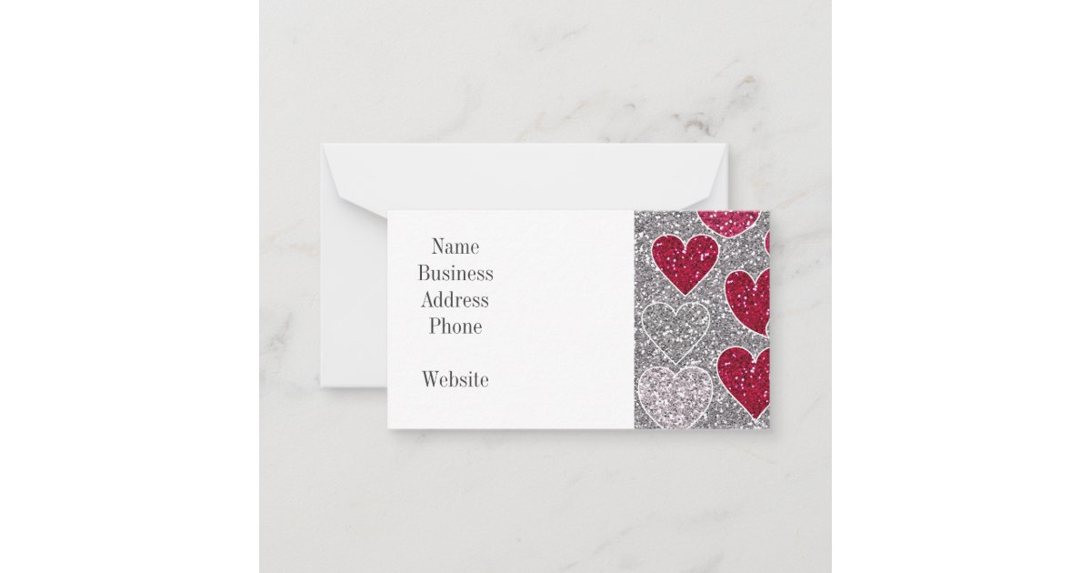 Happy Valentine's Day Glitter Love Bling Hearts Note Card | Zazzle