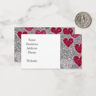 Happy Valentine's Day Glitter Love Bling Hearts Note Card | Zazzle