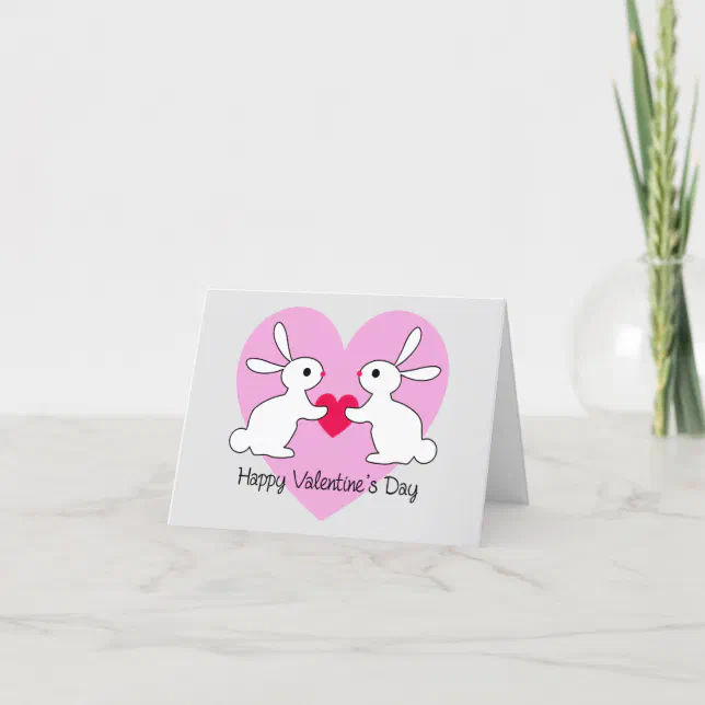 Happy Valentine's Day | Heart Bunnies Thank You Card | Zazzle