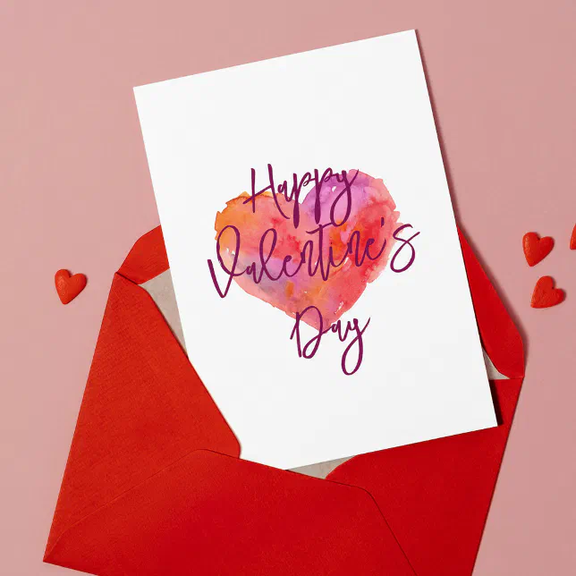 Happy Valentine's Day Heart Classroom Valentine's Note Card | Zazzle