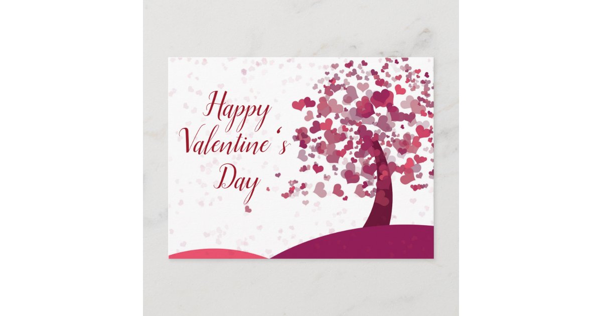 Happy Valentine's Day Heart Tree Postcard | Zazzle.com