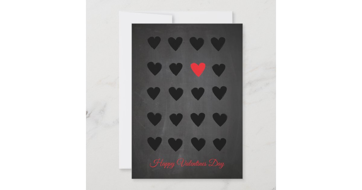 Happy Valentines Day Hearts Black And Red Gift Holiday Card | Zazzle